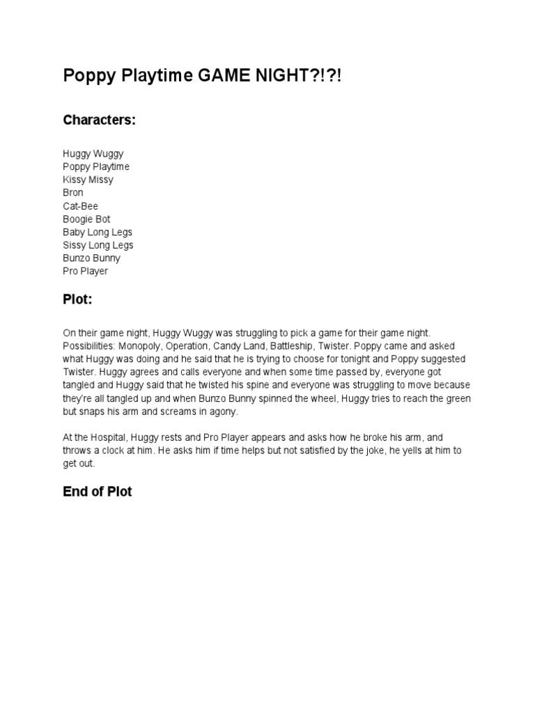 Poppy Playtime Game Night Chaos | PDF | Games & Activities