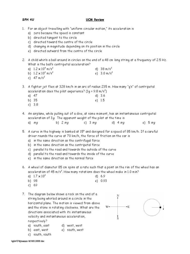 Uniform Circular Motion Test | PDF | Acceleration | Quantity