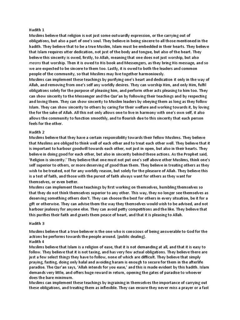 Hadith 1-5, 12-17 | PDF | Hadith | God In Islam