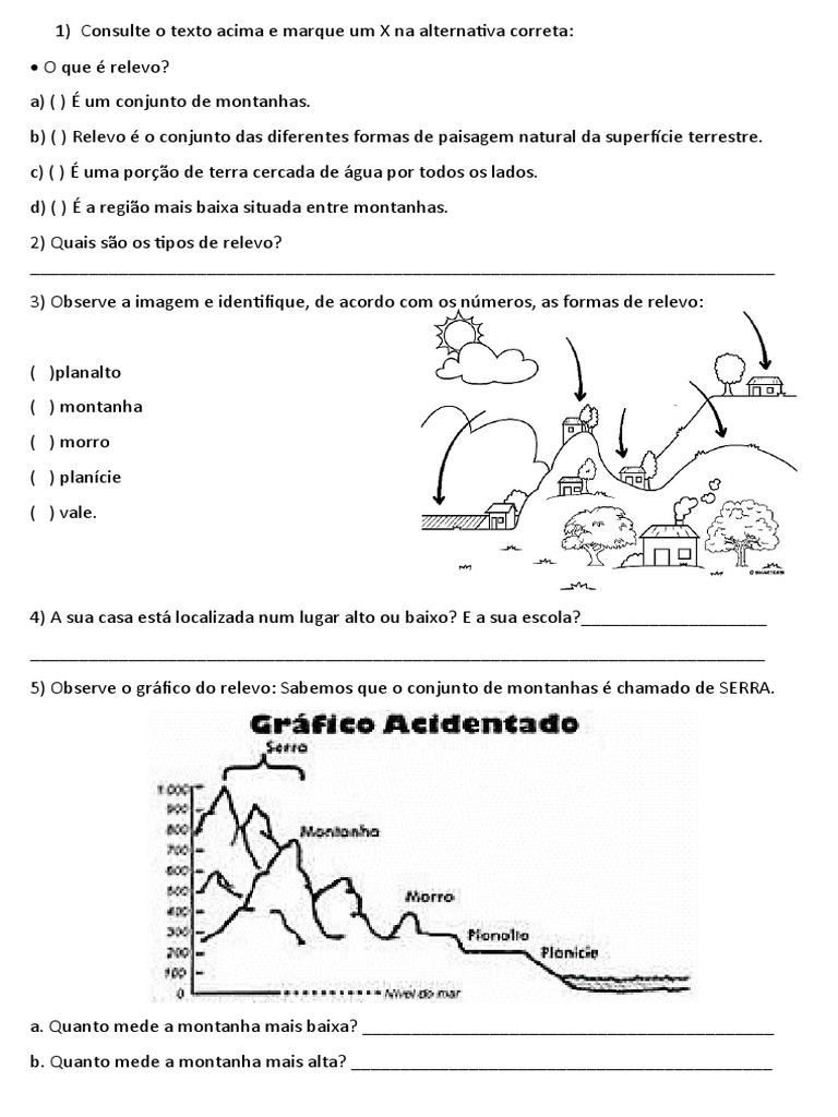 Atividade Sobre Relevo | PDF