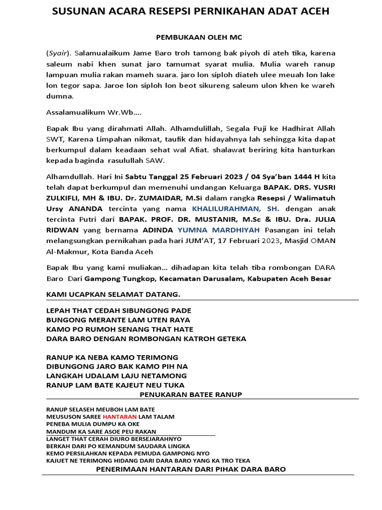 Khalilurahman, Sh. Yumna Mardhiyah: Hantaran | PDF