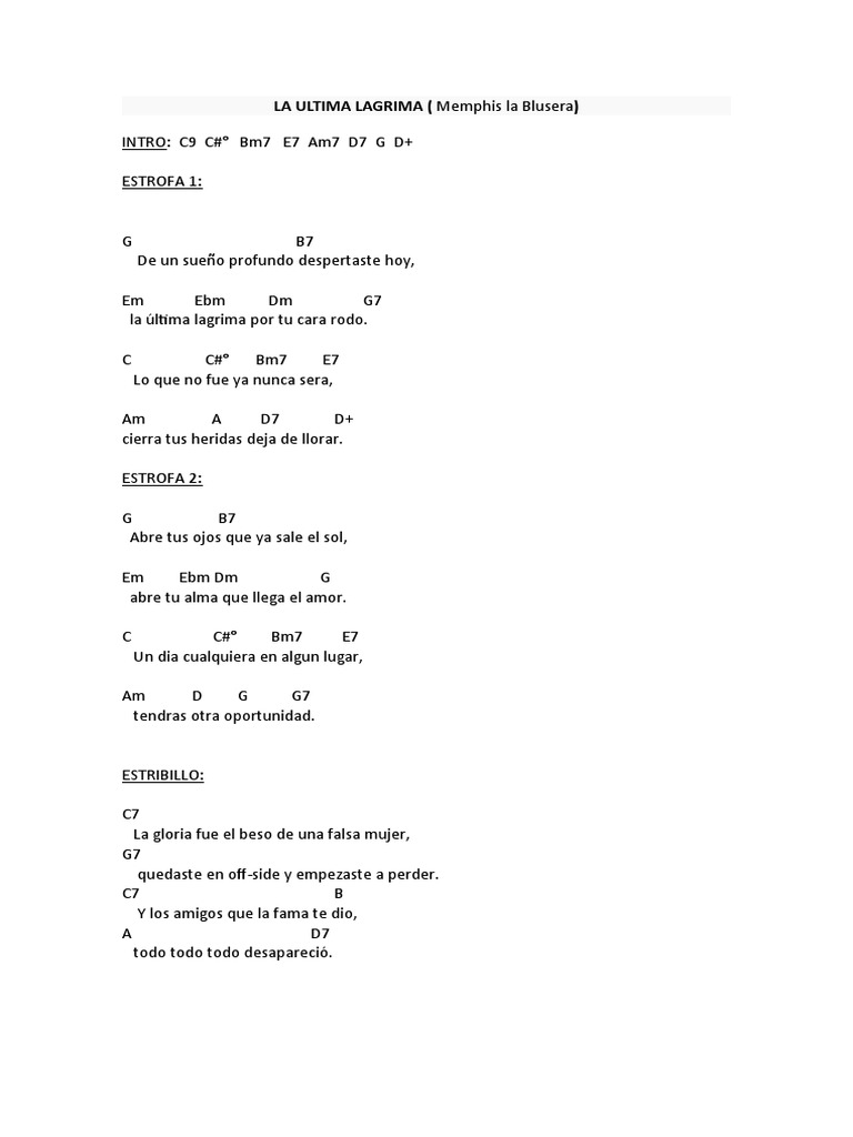La Última Lágrima: Letra y Análisis | PDF
