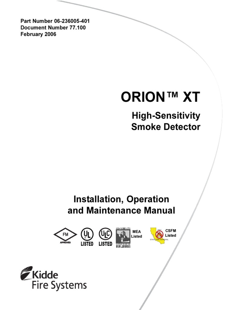 Orion XT: High-Sensitivity Smoke Detector | PDF | Telephone | Federal Communications Commission