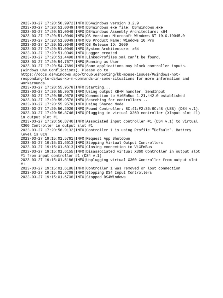 Ds4windows Log | PDF
