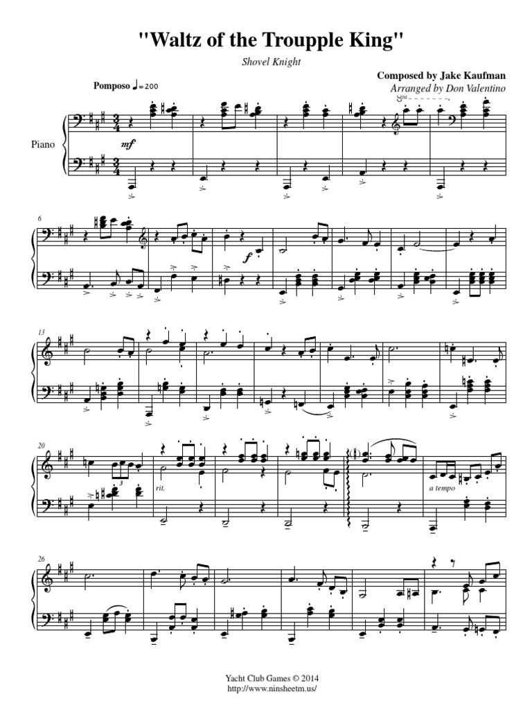 Shovel Knight - Waltz of The Troupple King | PDF | Musical Compositions