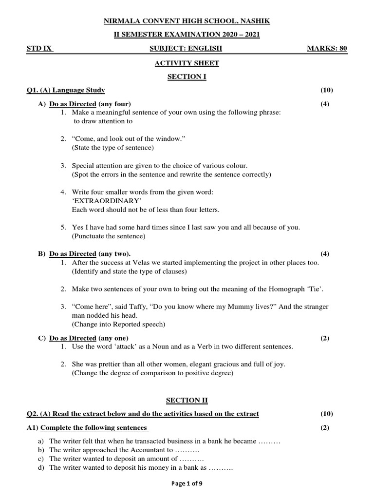 Assignments | PDF | Sentence (Linguistics) | Paper