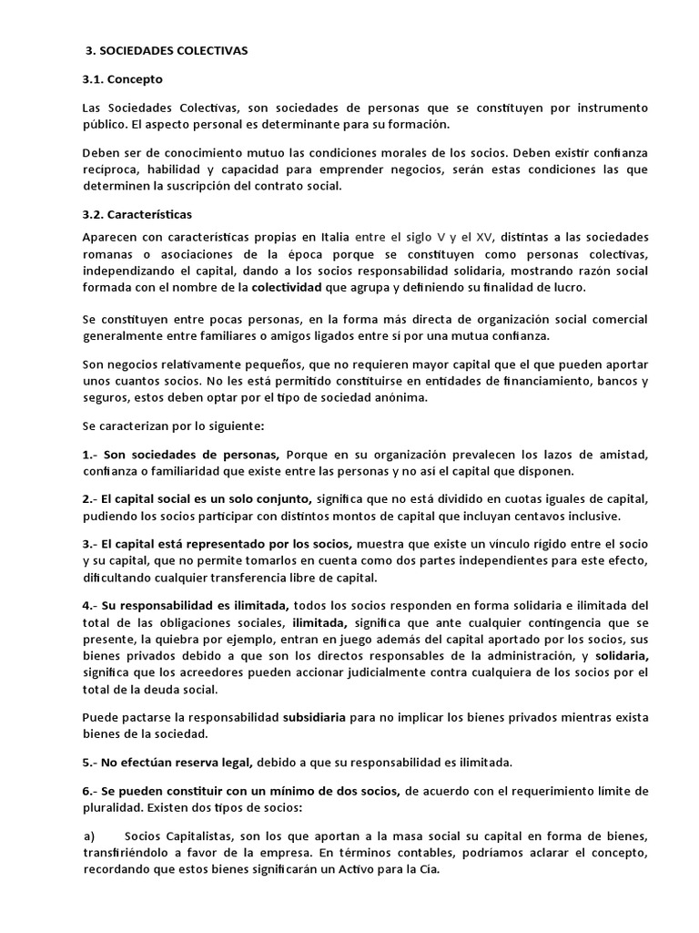 Sociedades Colectivas | PDF | Sociedad General | Sociedad