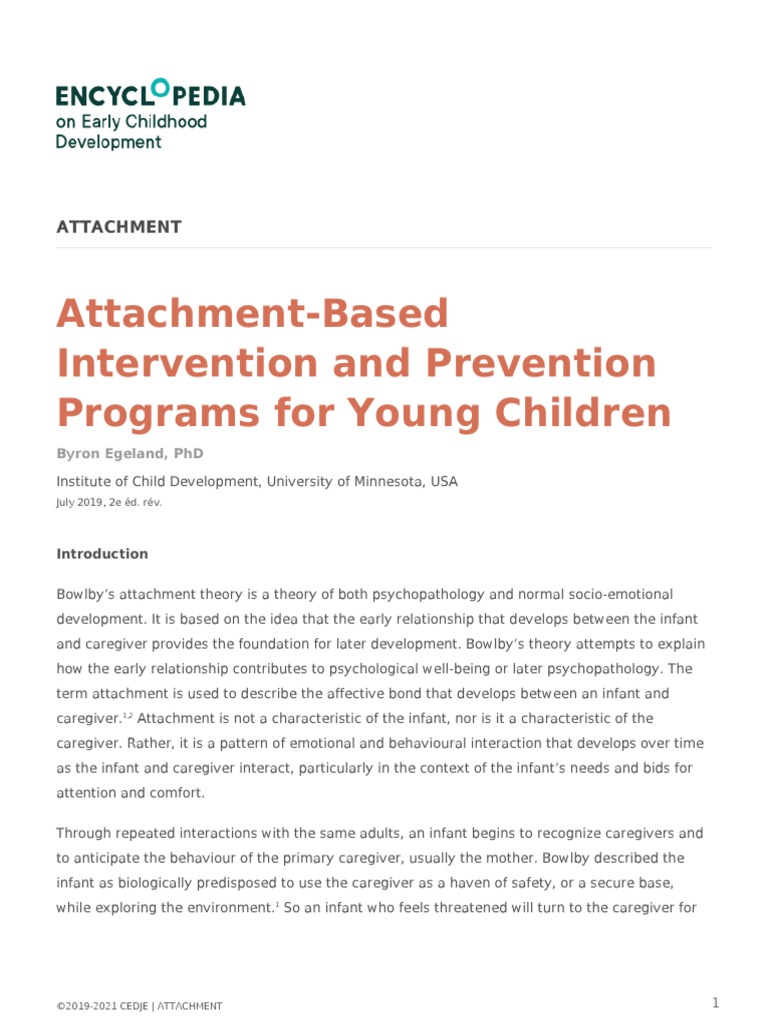Attachment Based Intervention and Prevention Programs Young Children ...