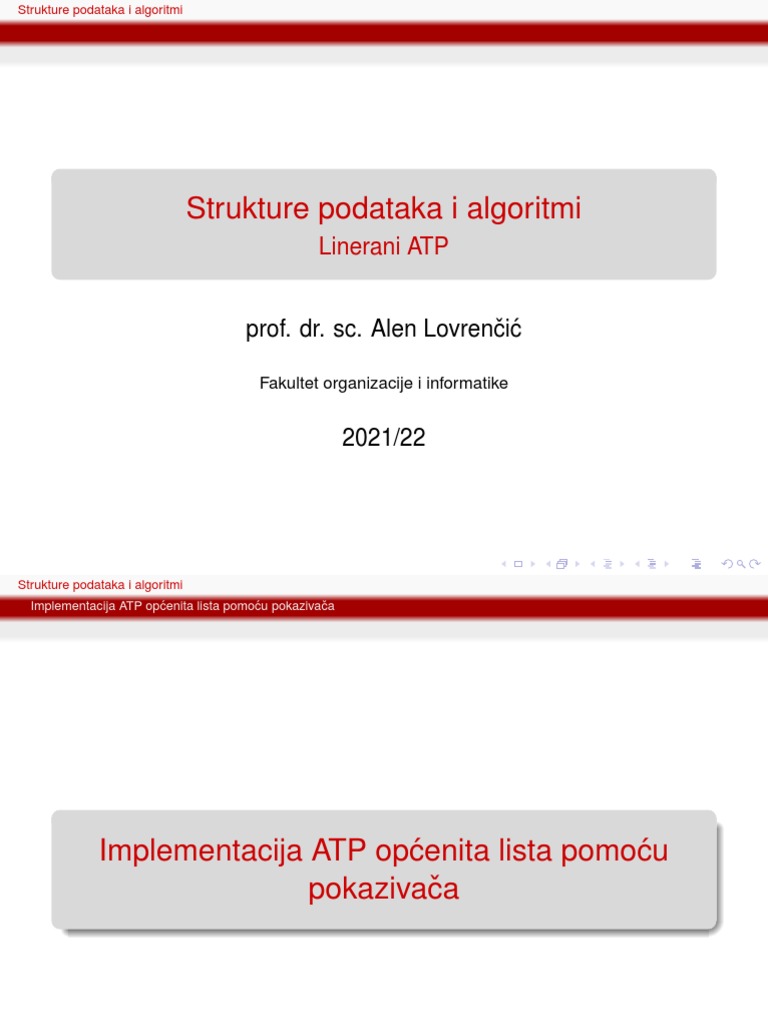 Strukture Podataka I Algoritmi: Linerani ATP | PDF
