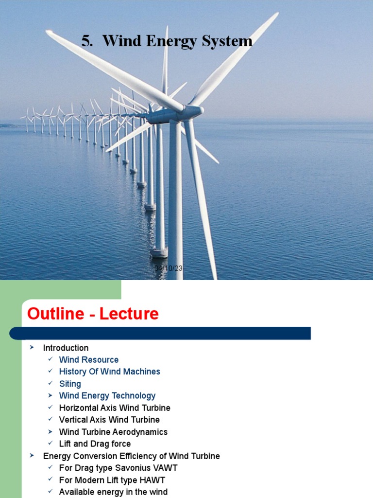 Wind Energy Systems Overview | PDF | Wind Turbine | Lift (Force)