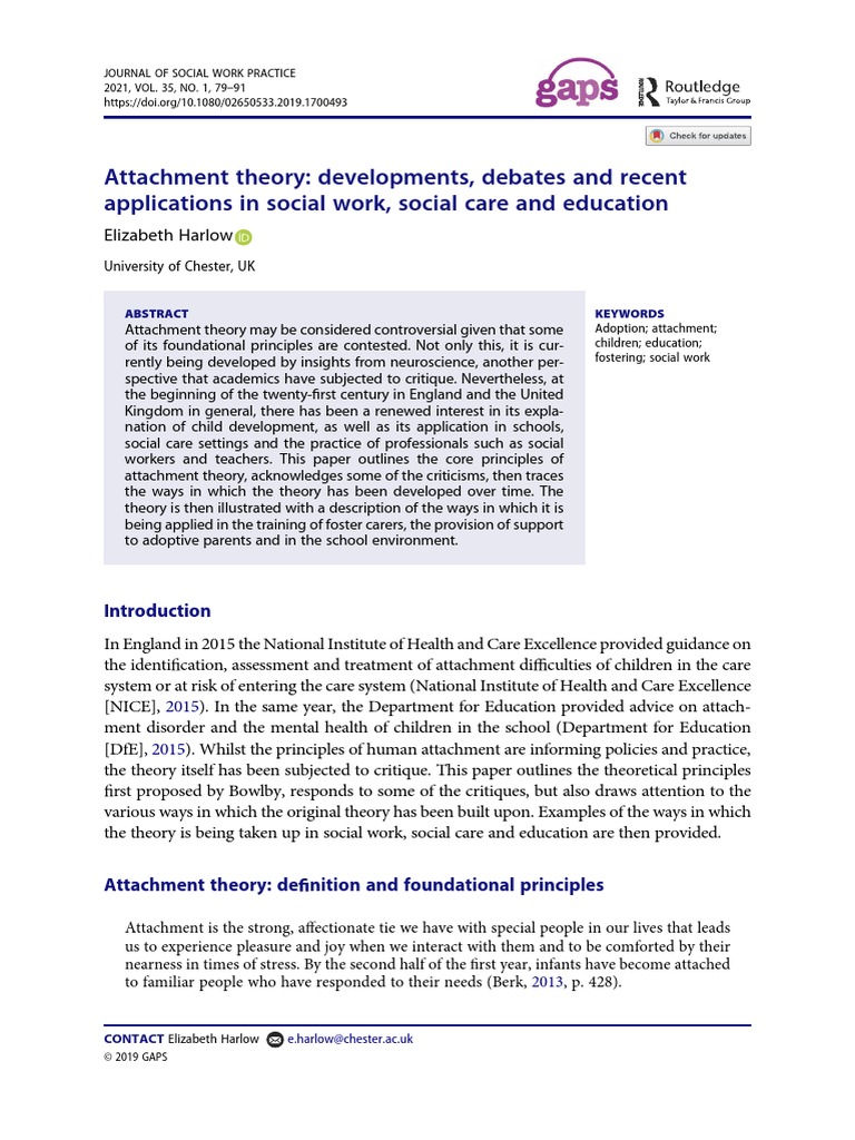 Download | PDF | Attachment Theory | Psychology