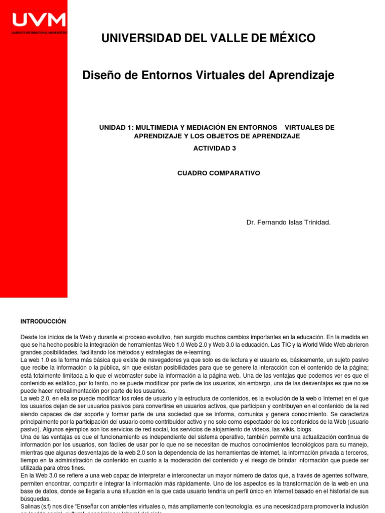 Multimedia y Mediación en Entornos Virtuales de Aprendizaje y Los Objetos de Aprendizaje | PDF ...