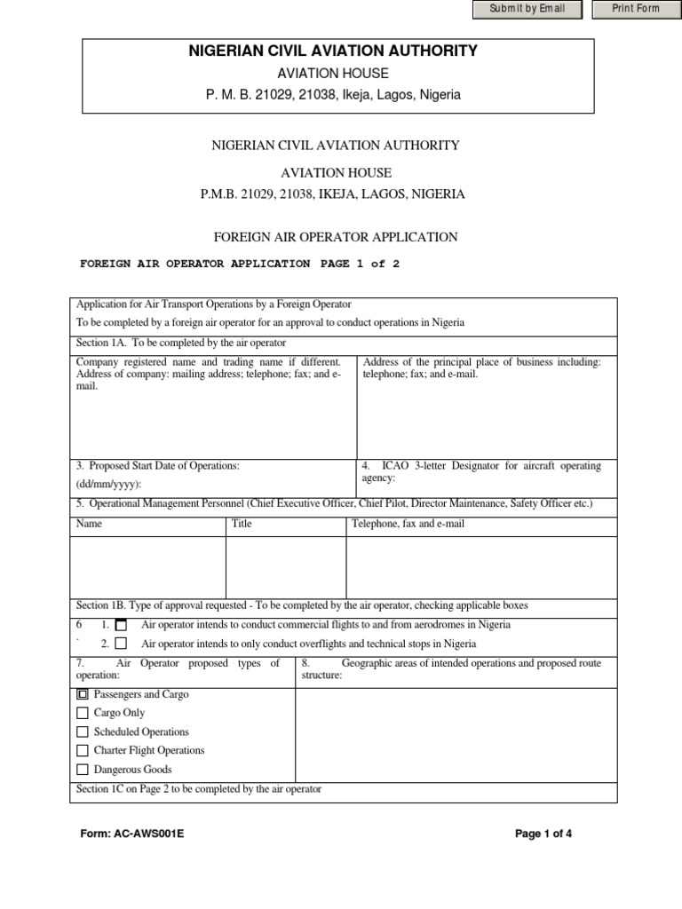 Form Ac Aws001e | PDF | Nigeria | Aviation