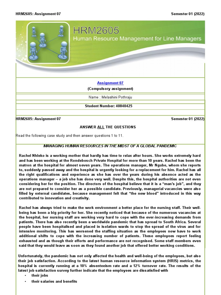 HRM2605 - Assignment 07 - 2022 - S1 (AutoRecovered) | PDF | Turnover (Employment) | Employment