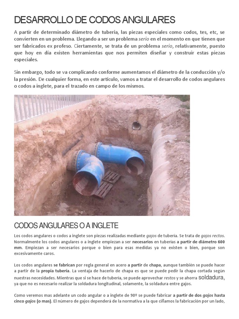 Desarrollo de Codos Angulares en Tuberías | PDF | Soldadura | Construcción
