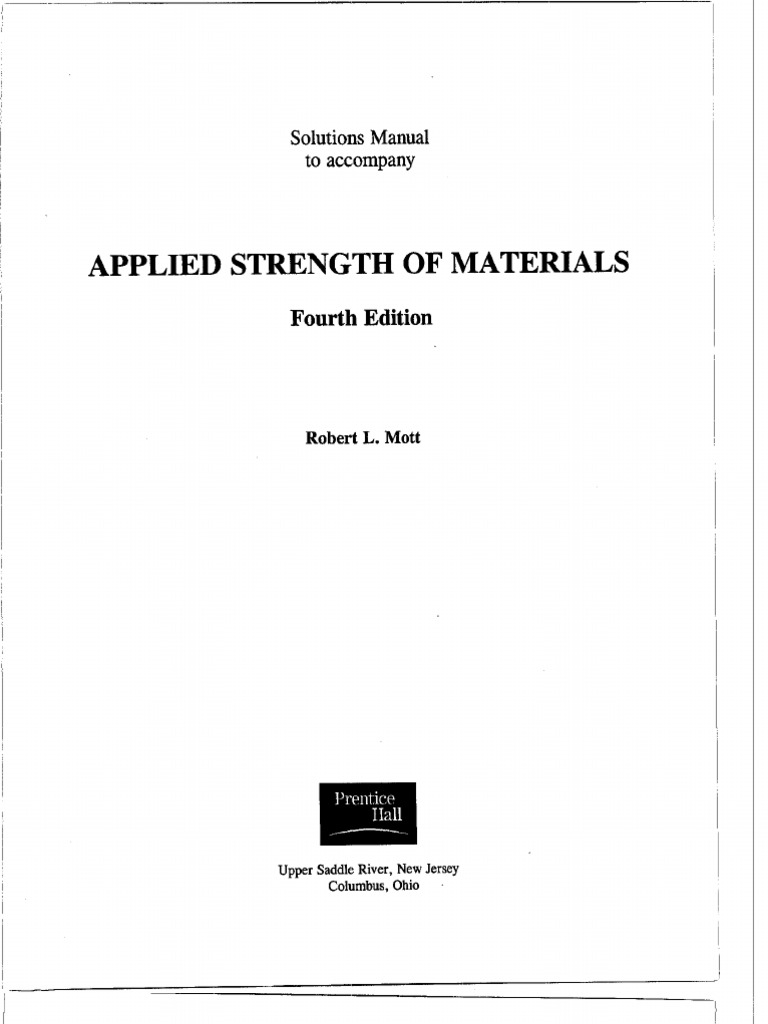 Mott 4e Applied Strength of Materials Solutions Chapter 1 | PDF