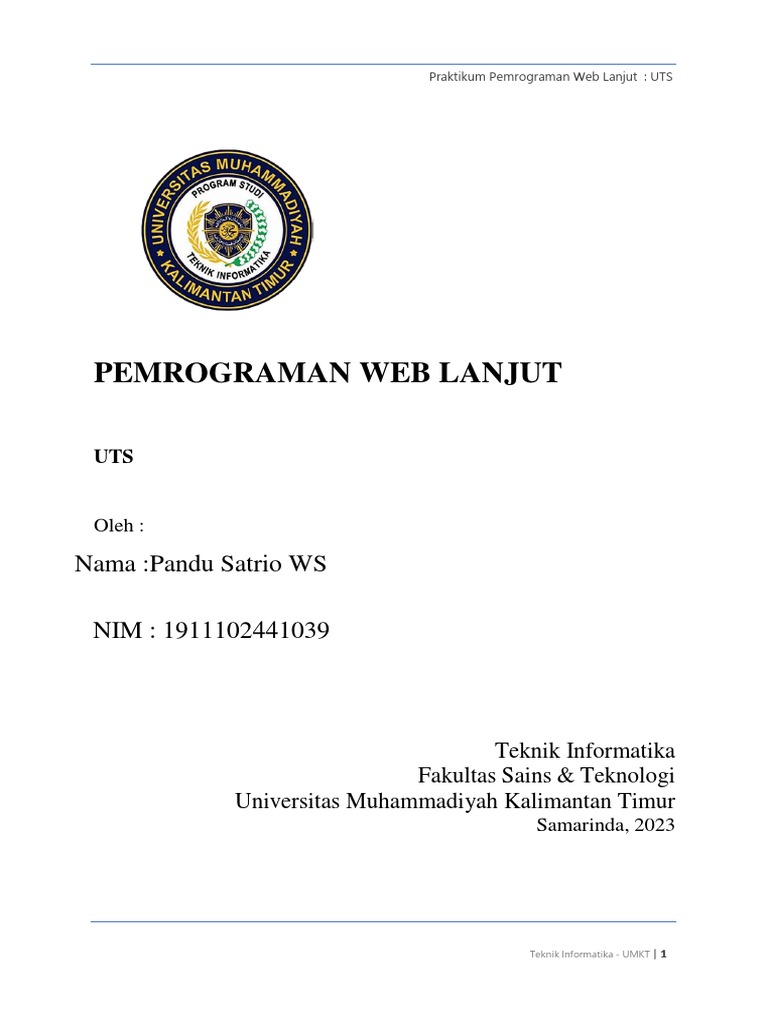 Pandu Satrio Wicaksono 1911102441039 - (Uts Pem Web Lanjut) | PDF