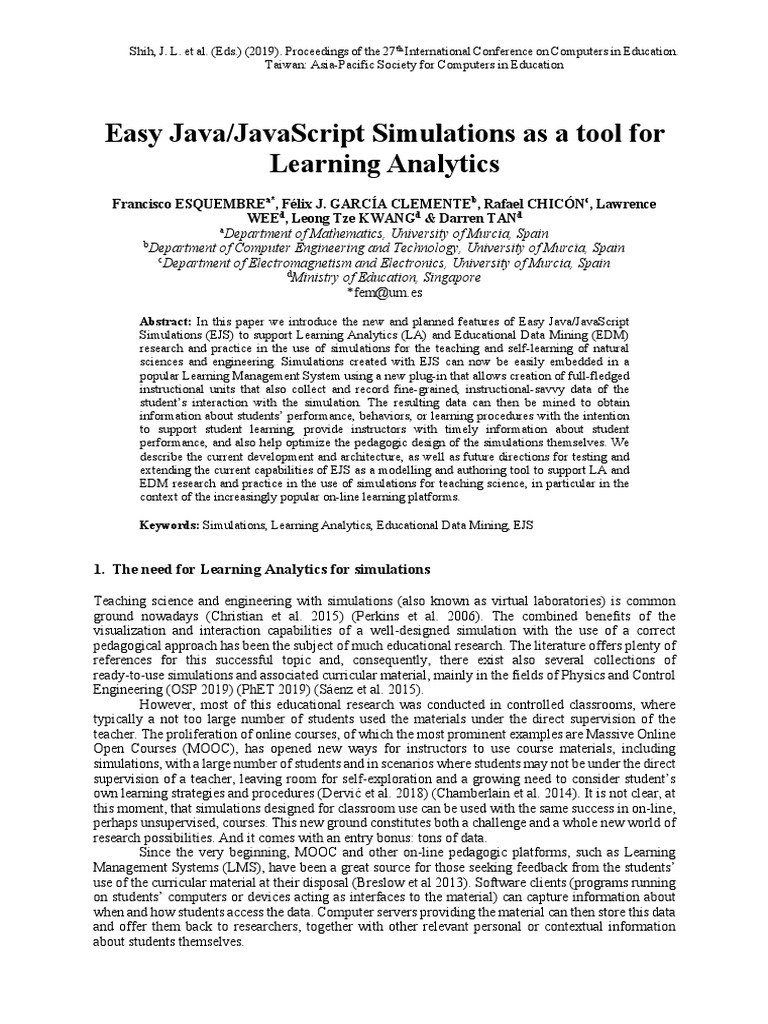 3 Easy Javajavascript Simulations As A Tool For Lear Pdf Simulation Cognitive Science
