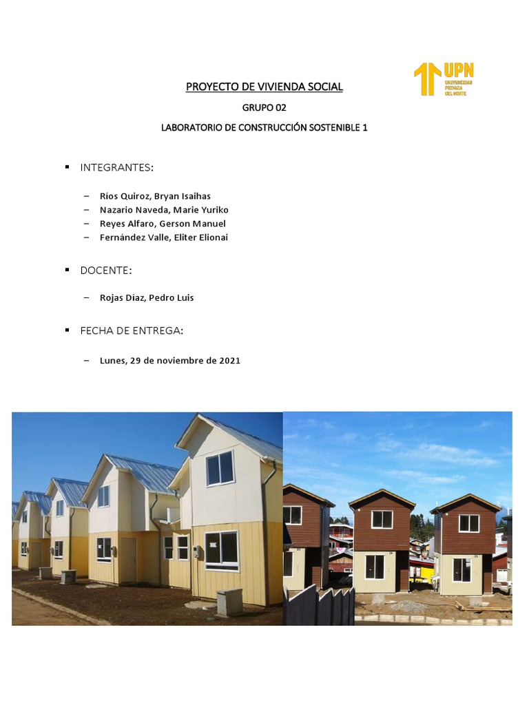 G2 Informe Final - Lab. de Construcción Sostenible | PDF | Vivienda pública | Urbanismo