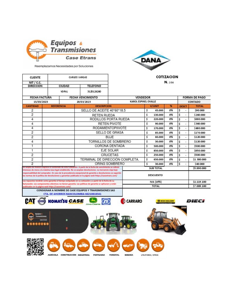 Cotizacion Carlos Vargas | PDF