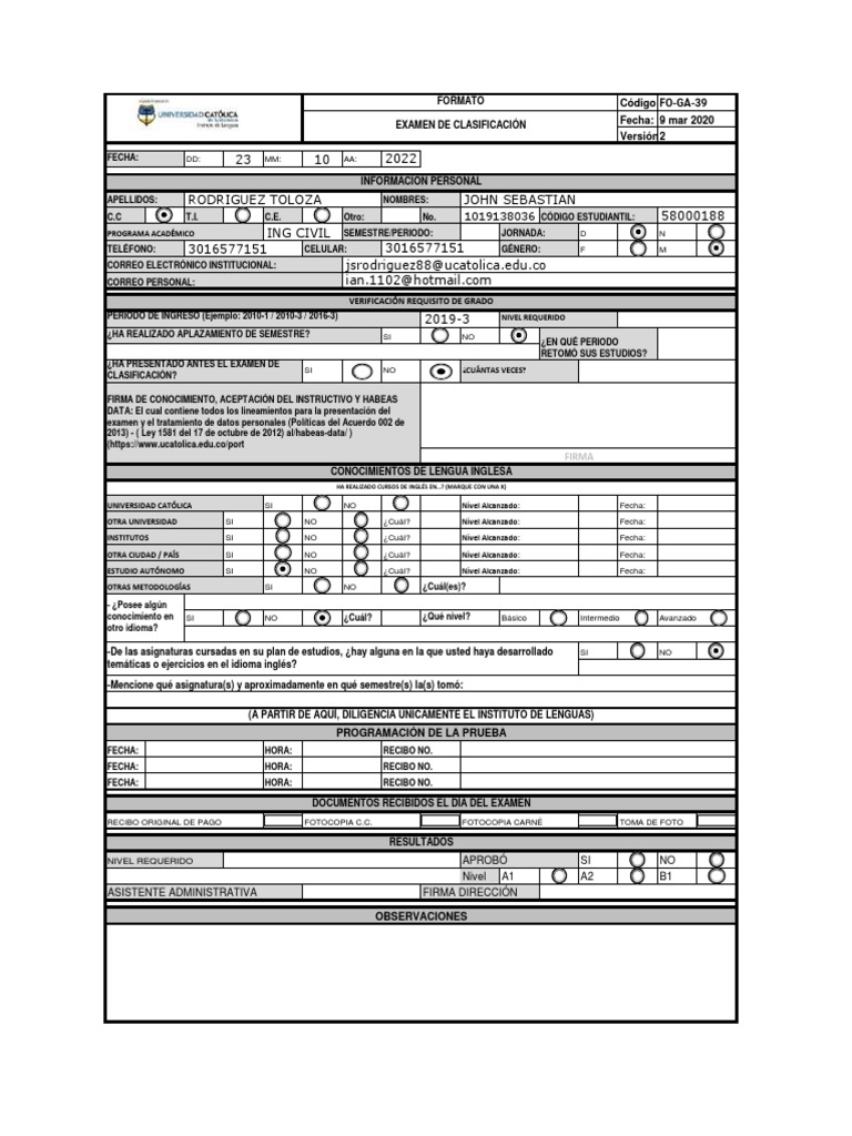 Formato-Presentacion-Examen-Clasificacion Lleno | PDF