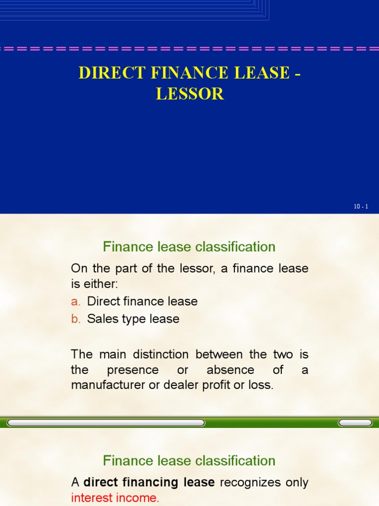 Direct Finance Lease - Lessor | PDF | Lease | Renting