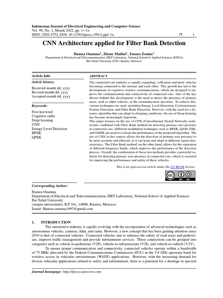CNN Architecture Applied For Filter Bank Detection | PDF | Artificial ...