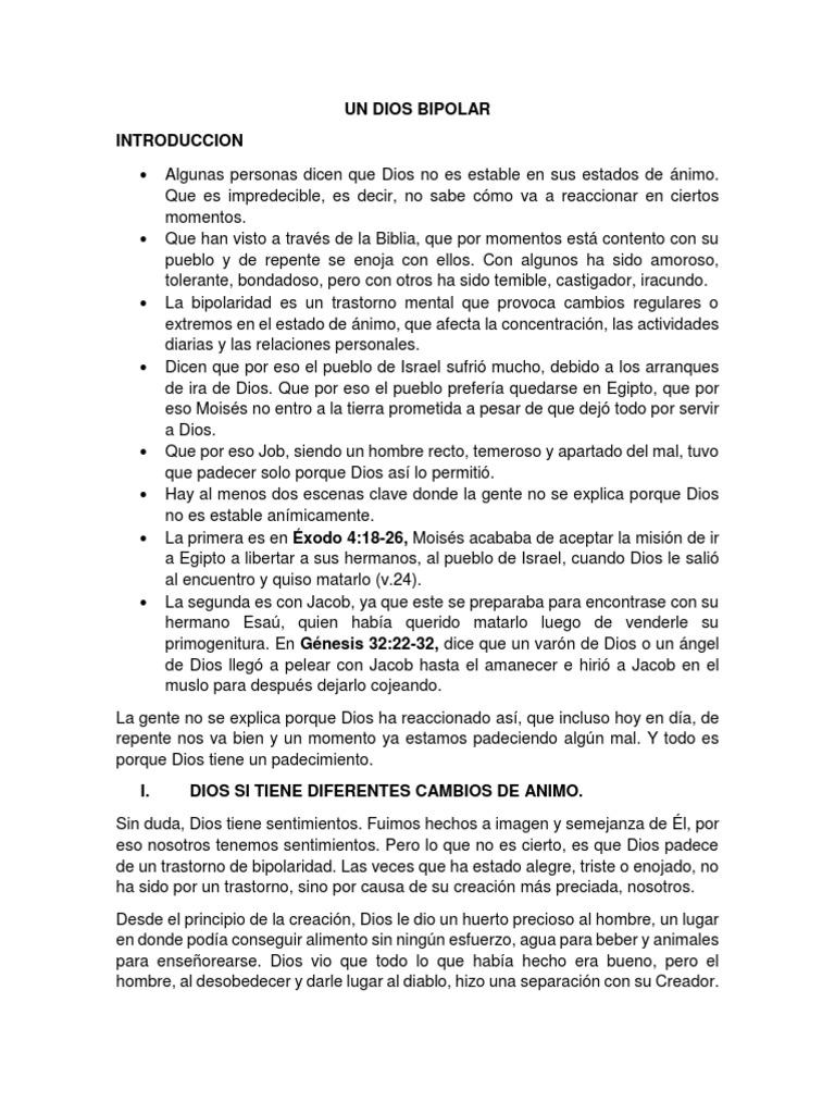 Un Dios Bipolar Pdf Desorden Bipolar Jacob 5231
