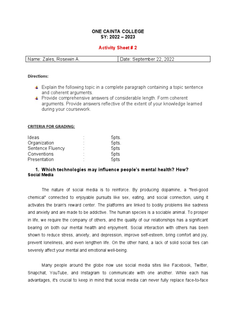 Activity Sheet # 2 | PDF