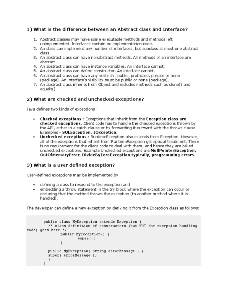 1) What Is The Difference Between An Abstract Class and Interface? | Download Free PDF | Class ...