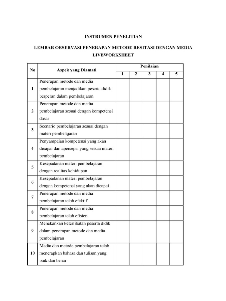 Instrumen Observasi | PDF