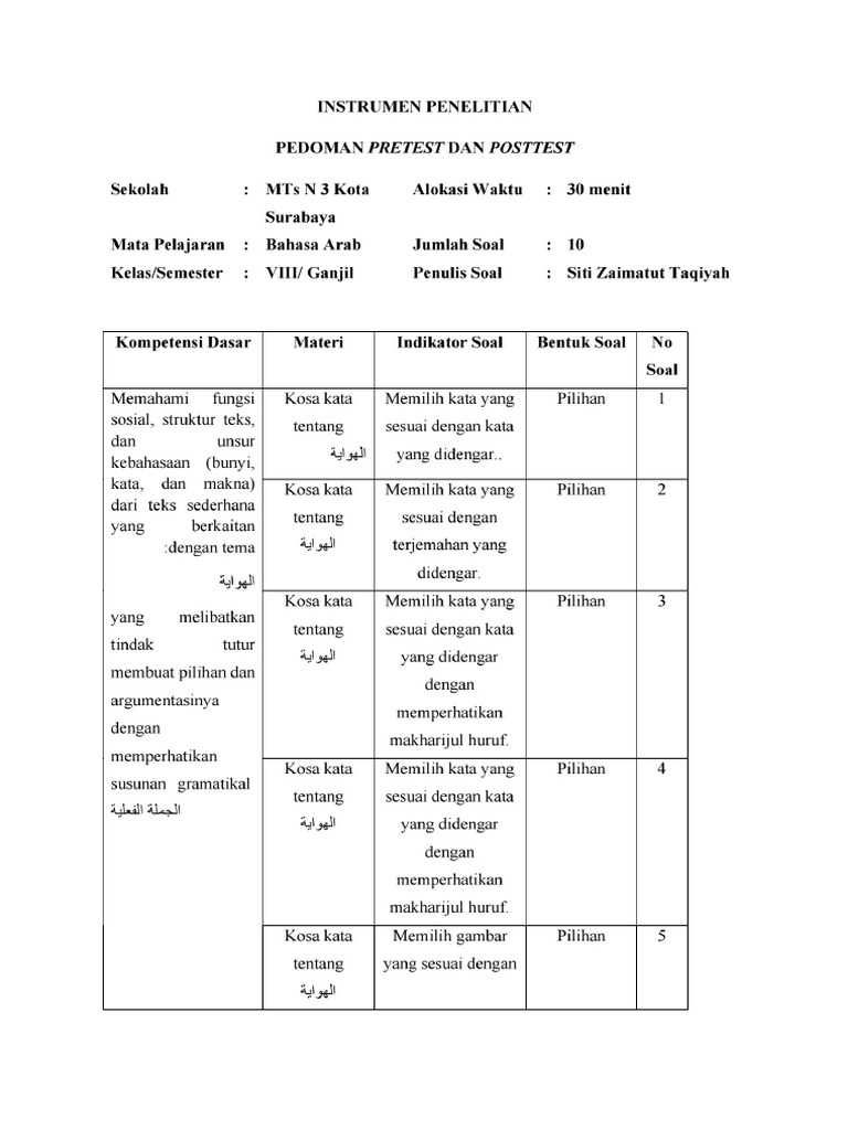 Instrumen Soal | PDF