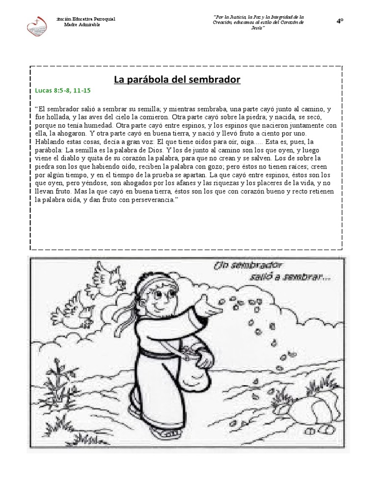 4° - Ficha Parabola-Del-Sembrador-Religión | PDF | Ciencias sociales ...