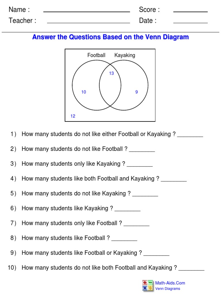 Maths Venn Diagrams 2 April 20 | PDF