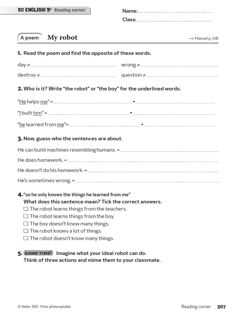 Fiches_Reading_corner_So_English_5e | PDF | The Chronicles Of Narnia