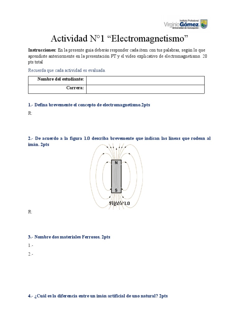 2.- Magnetismo electromagnetismo Cuestionario | PDF