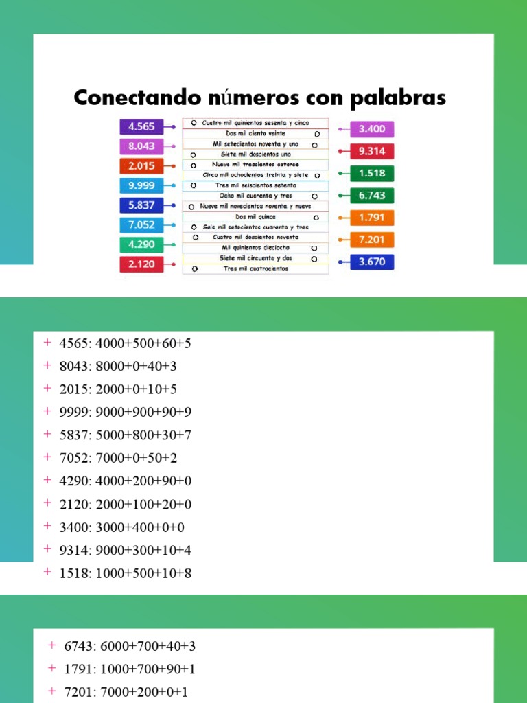 Conectando N Meros Con Palabras | PDF