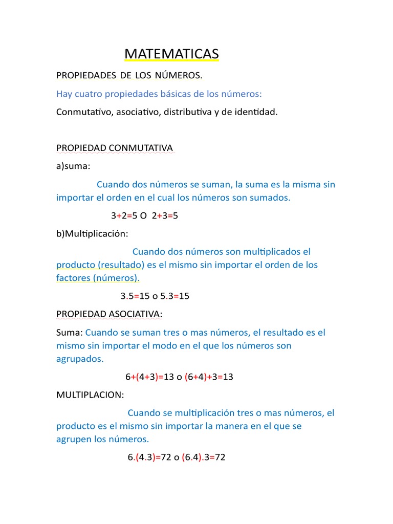 Propiedades de Suma y Multiplicación | PDF