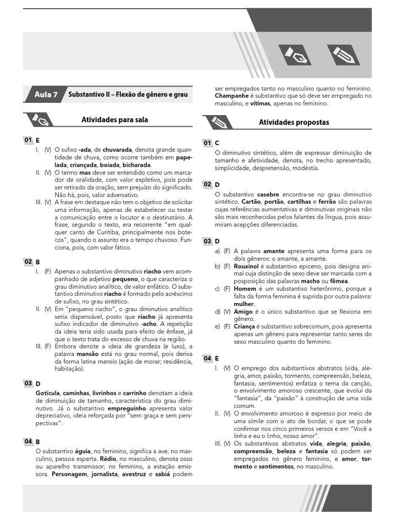 Gramatica Aula7 | PDF | Substantivo | Latim