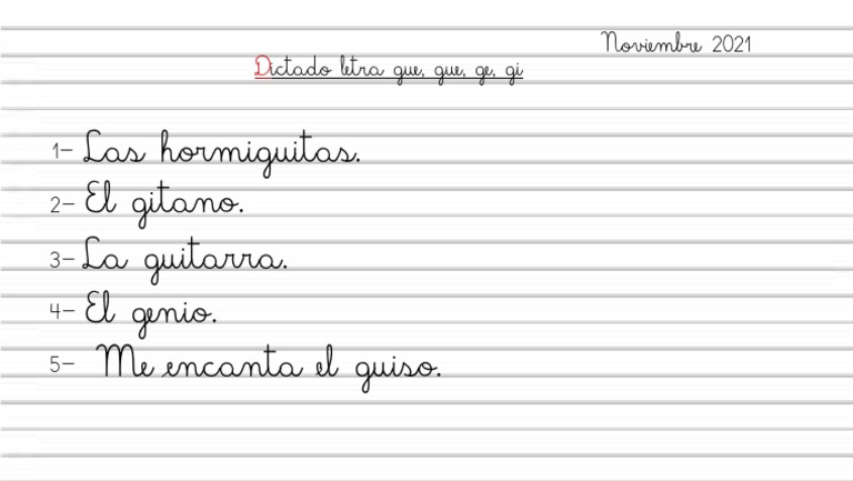 Dictado Letra Gue Gui Ge Gi | PDF