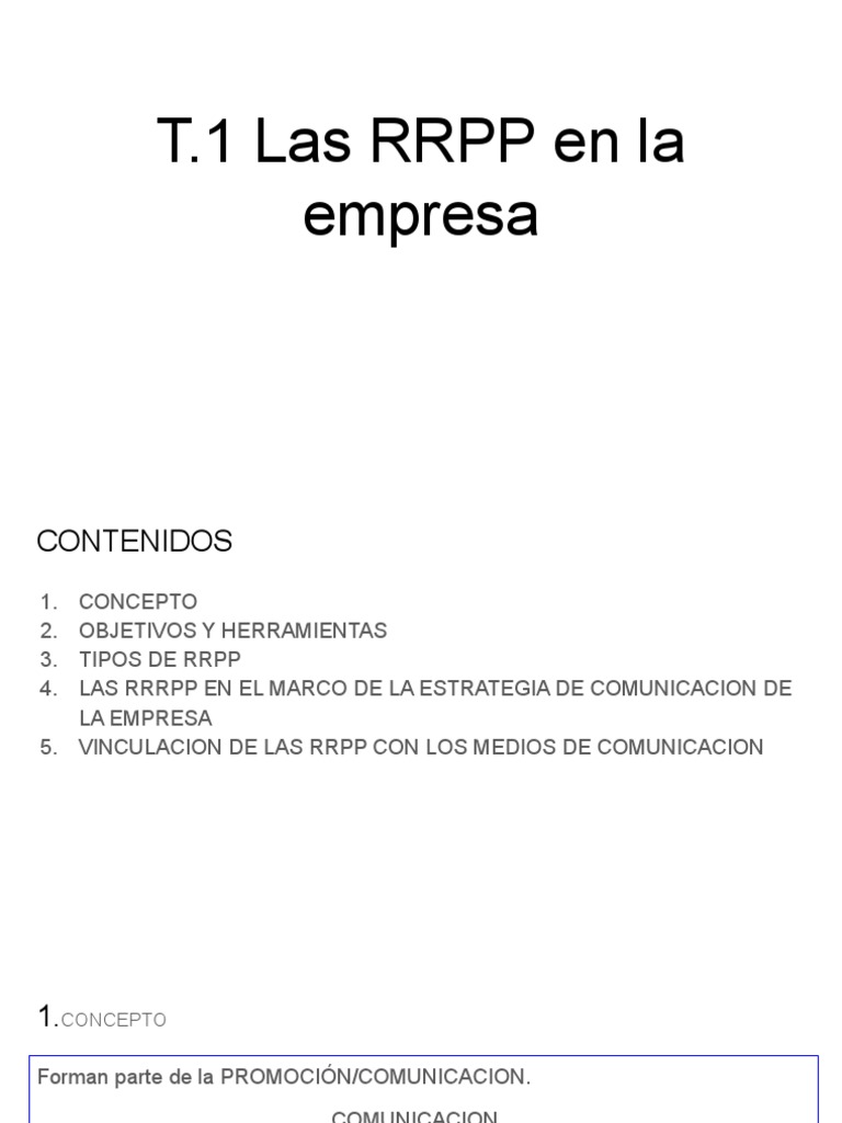Tema 1 RRPP - Las RRPP en La Empresa | PDF | Publicidad | Marketing