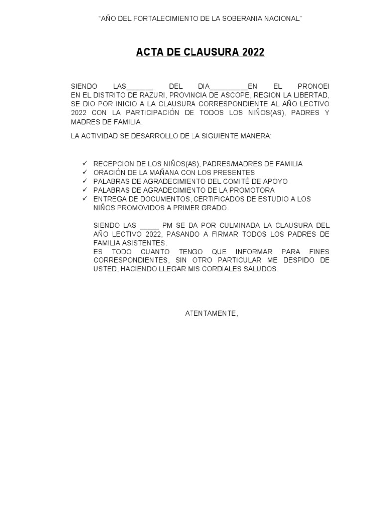 Acta de Clausura 2222 | PDF | Derecho