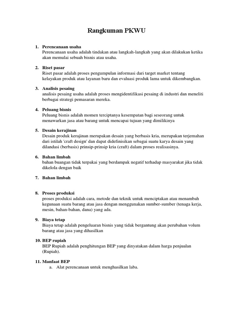 Rangkuman PKWU | PDF | Bisnis