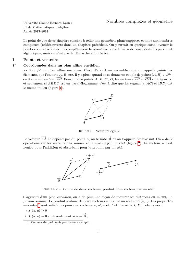 Nombres complexes et géométrie plane | PDF | Coordonnées cartésiennes ...