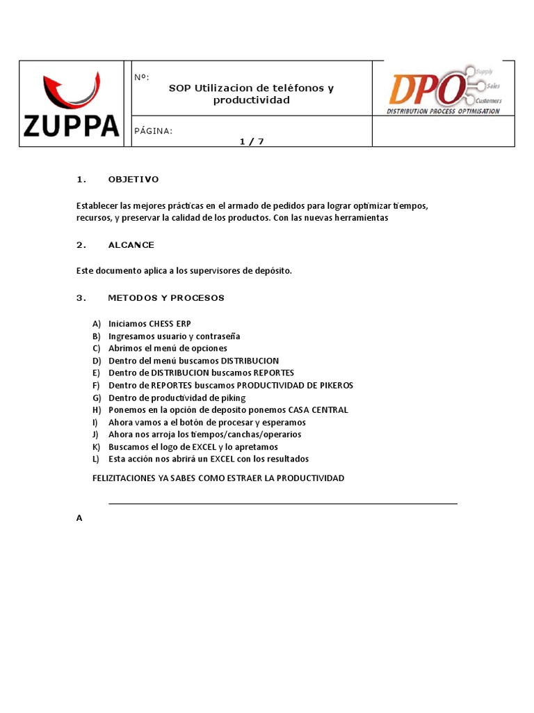 Sop Utilizacion de Chess WMR en Chess Erp | PDF