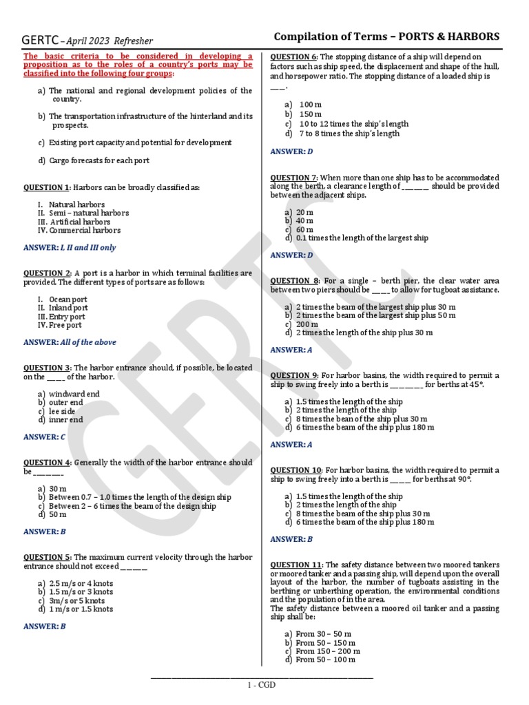 Ports and Harbor Terms | PDF | Tide | Physical Phenomena