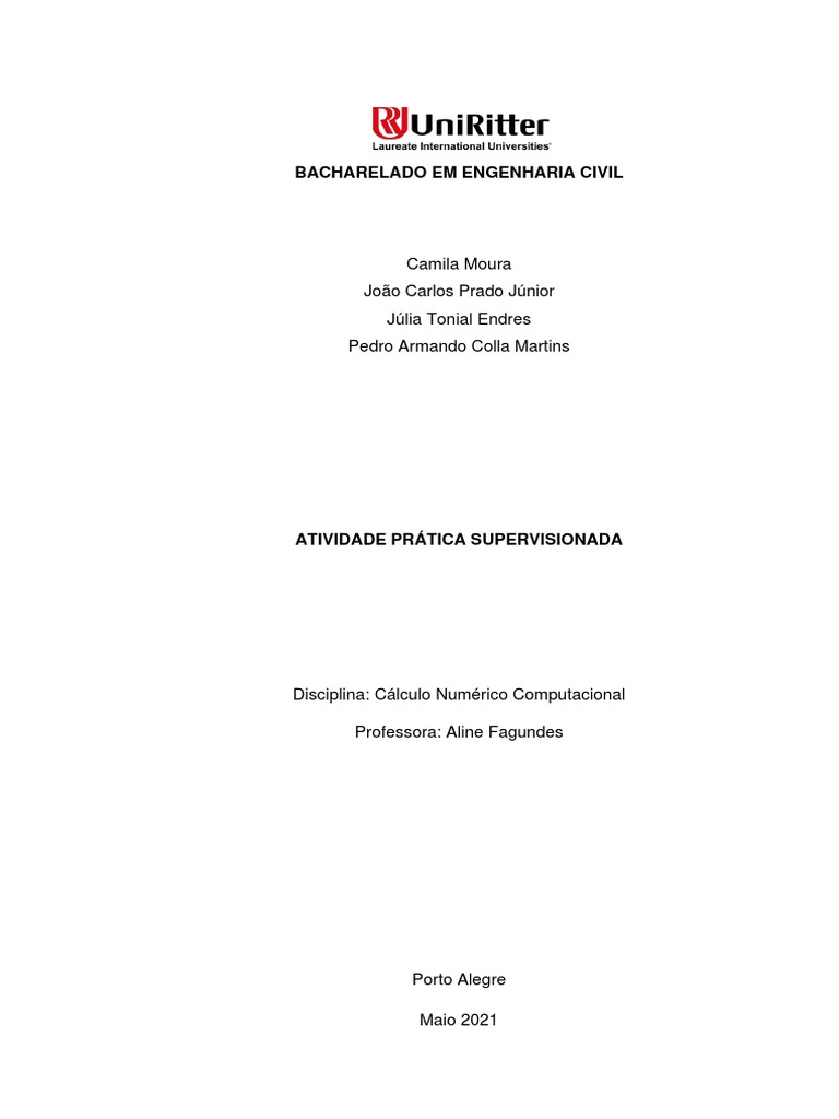 Aps Cálculo Numérico Computacional Pdf Análise Numérica Matemática