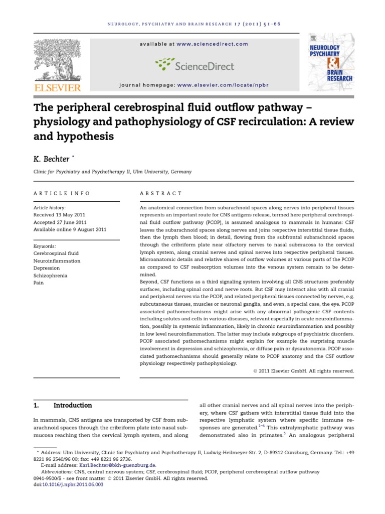 The Peripheral Cerebrospinal Fluid Outflow Pathway Â " Physiology and ...