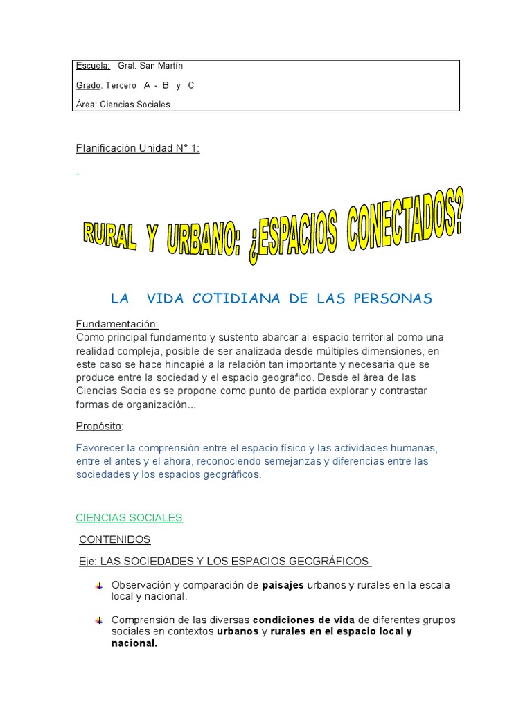 Espacios Rurales y Urbanos para Niños | PDF | Geografía | Maestros