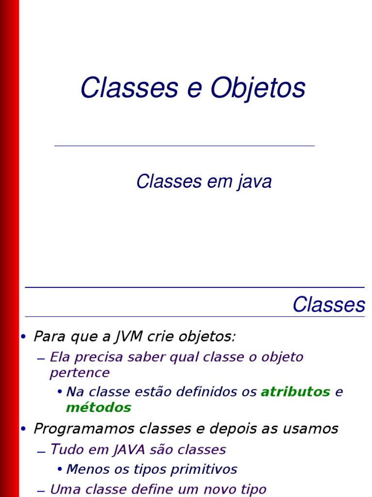 Classes E Objetos Classes Em Java Pdf Classe Programação De